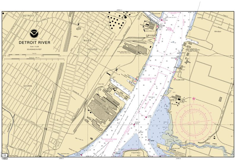 Detroit River (9) Map by National Oceanographic & Atmospheric ...