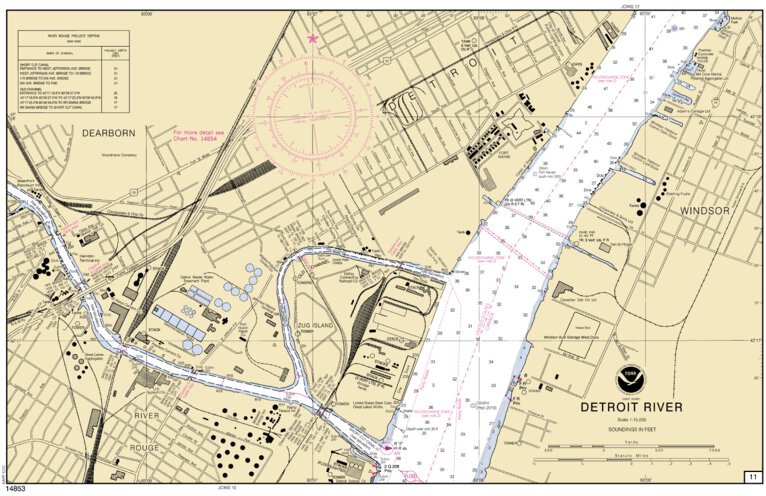 Detroit River (10) Map by National Oceanographic & Atmospheric ...