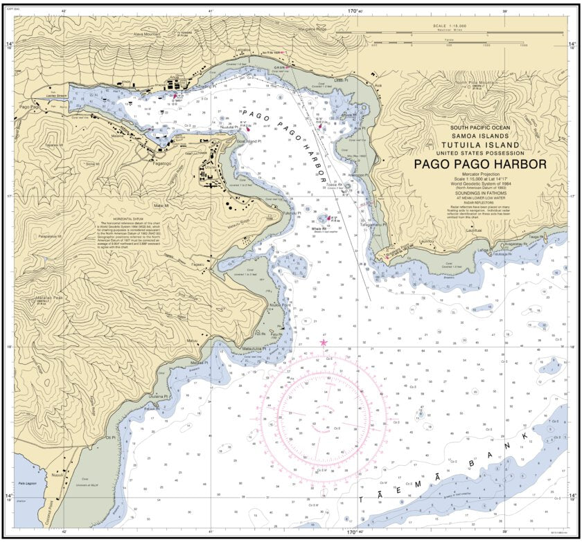 Samoa Islands Pago Pago Harbor Map by National Oceanographic ...