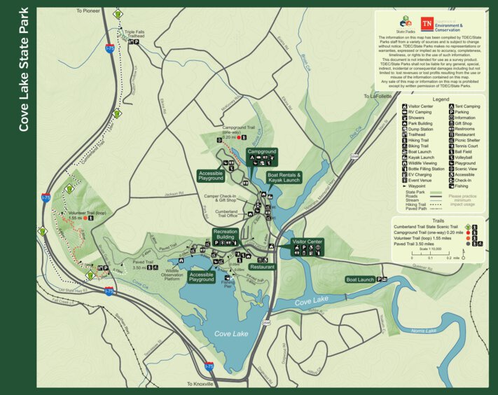 Cove Lake State Park Map by Tennessee State Parks | Avenza Maps