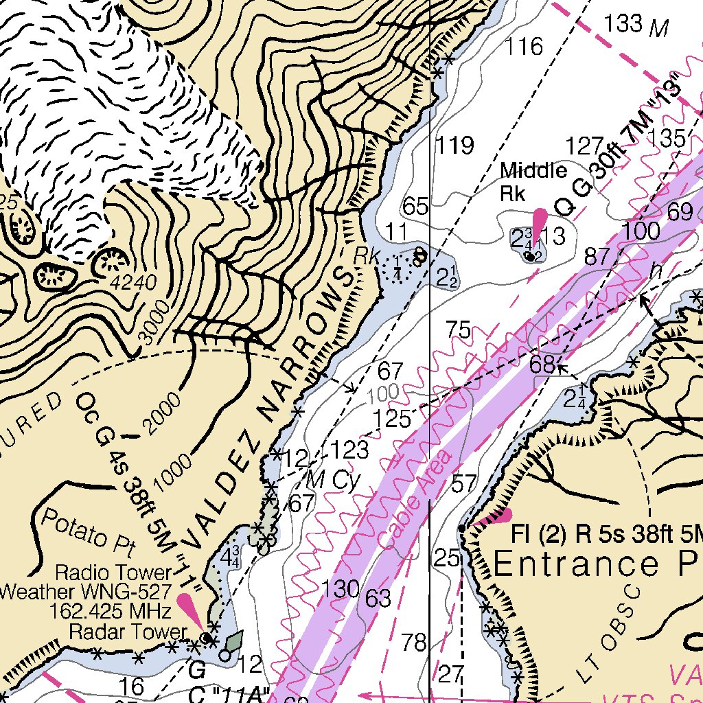 Prince William Sound Port Fidalgo And Valdez Arm Map by National ...