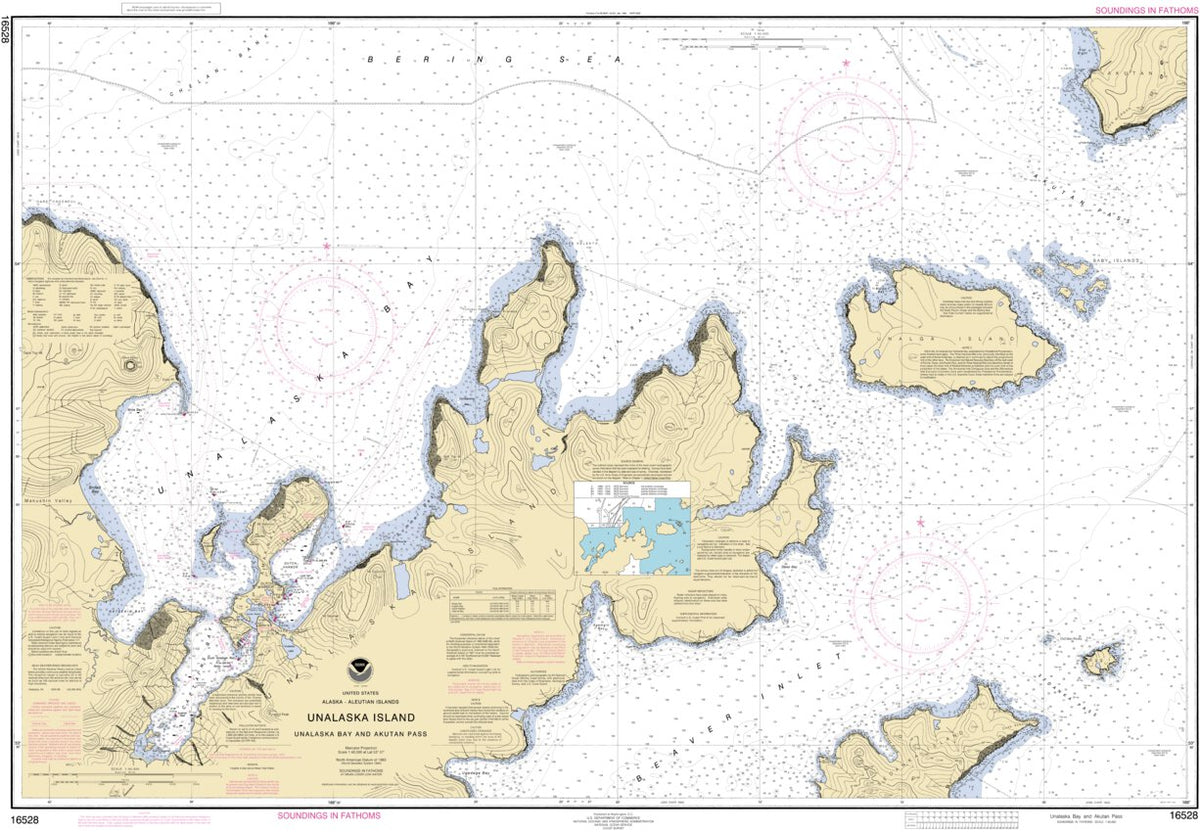 Unalaska Bay And Akutan Pass Map by National Oceanographic ...