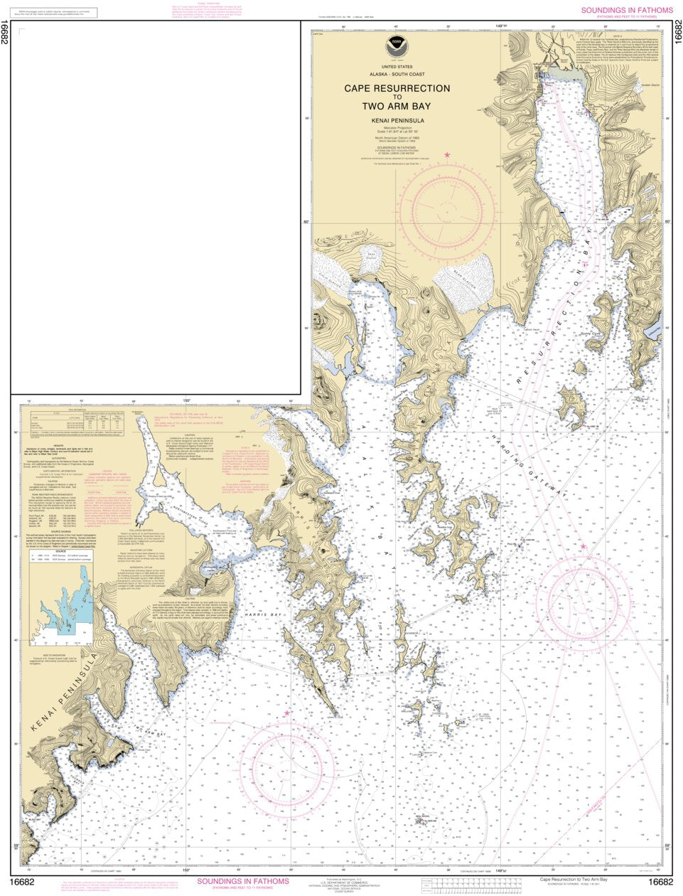Cape Resurrection To Two Arm Bay Map by National Oceanographic ...