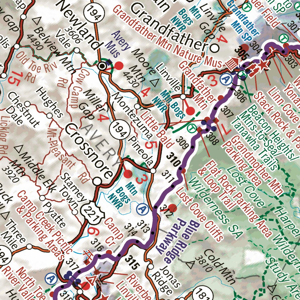 Blue Ridge Parkway Recreation Map by East View Map Link | Avenza Maps