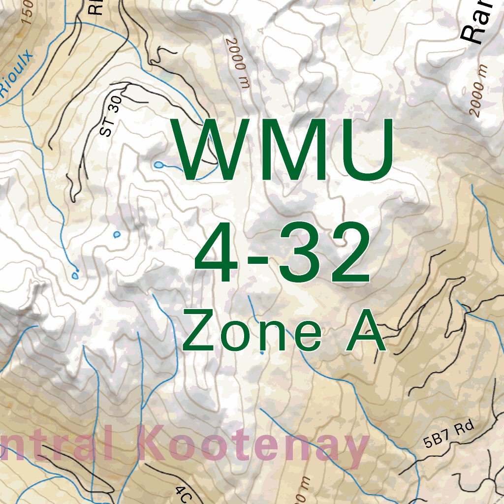 WMU 4-32 Zone A Kootenay Region - Hunting Topo BC Map by Backroad ...
