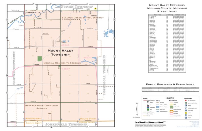 Mount Haley Township, Midland County, Michigan Map by Donald Dale Milne ...