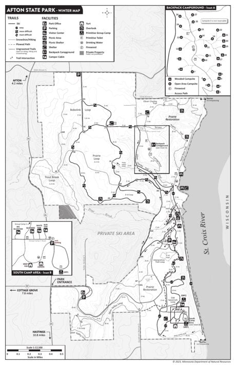 Afton State Park - Winter Map by Minnesota Department of Natural ...