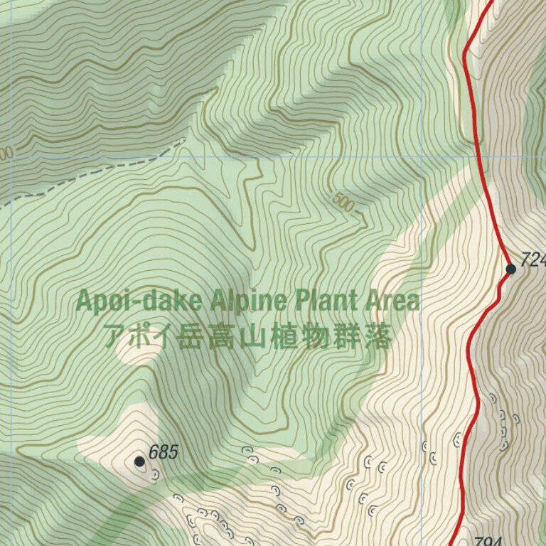 Apoi-dake to Pinneshiri Traverse (Hidaka Range, Hokkaido, Japan) Map by ...
