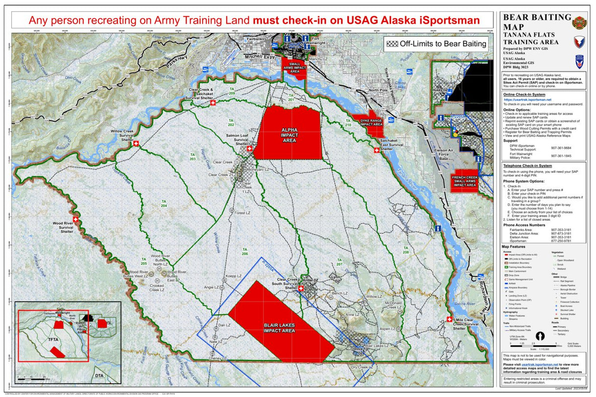 Fort Wainwright Bear Baiting Tanana Flats Training Area Map by ...
