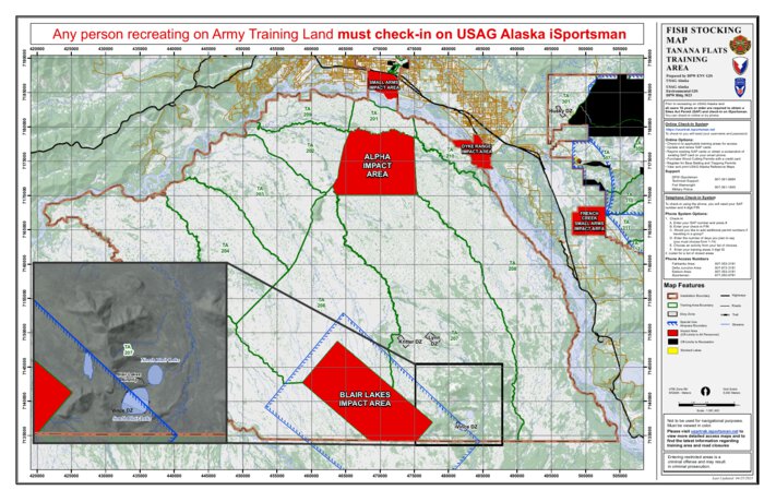 Fort Wainwright Fish Stocking Tanana Flats Training Area Map by ...