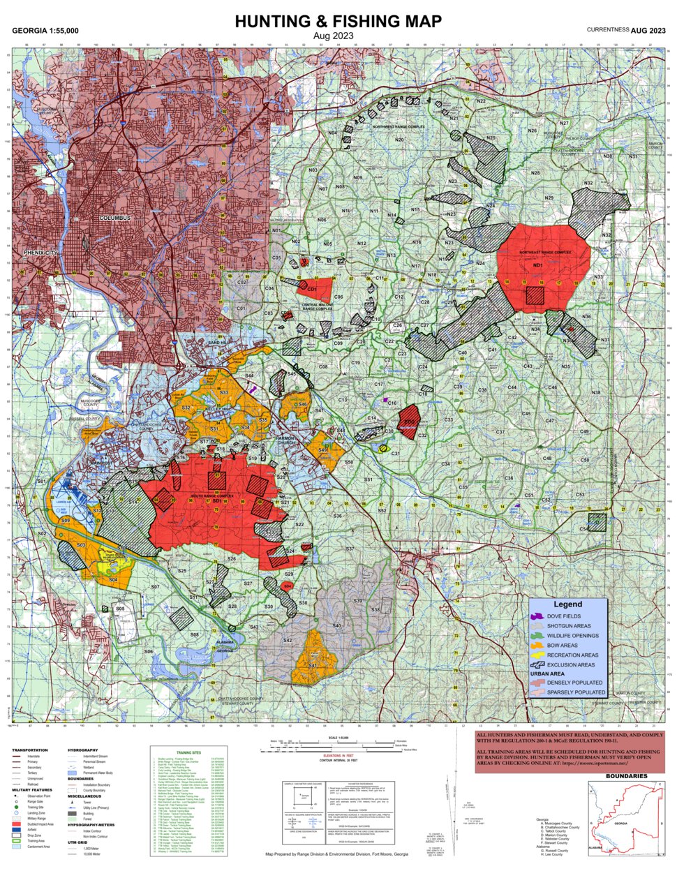 Fort Moore Hunting and Fishing Map by iSportsman | Avenza Maps