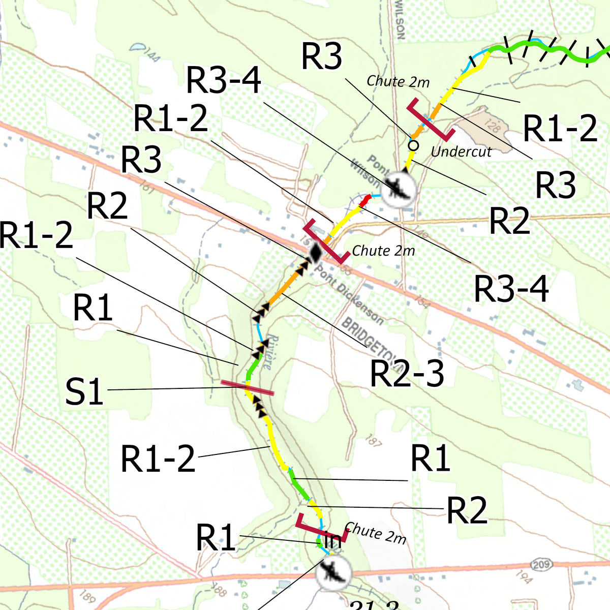 Rivière Outardes Est et Ruisseau Mitchel Map by Canot Kayak Quebec ...