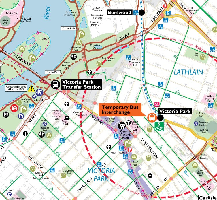 Town of Victoria Park - Walk, wheel, ride. Map by Western Australia ...