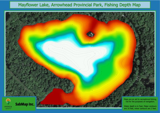 Fishing Depth Map - Mayflower Lake, Arrowhead Provincial Park by SabMap ...