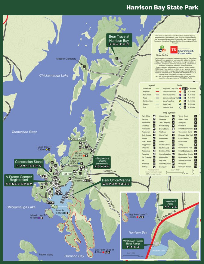 Harrison Bay State Park Map by Tennessee State Parks | Avenza Maps