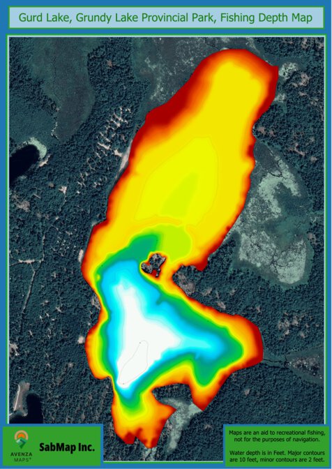 Fishing Depth Map - Gurd Lake, Grundy Lake Provincial Park by SabMap ...