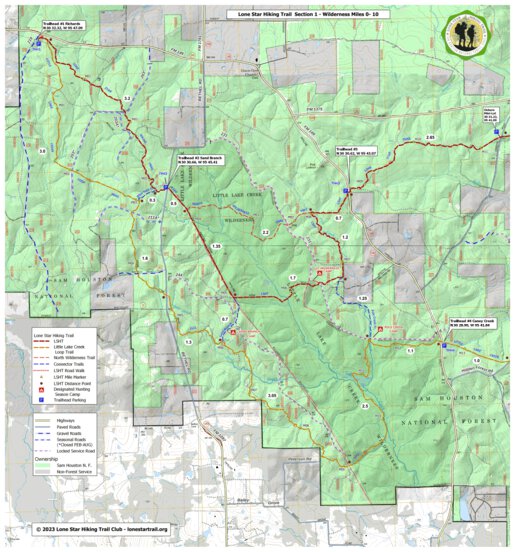 LSHT Map 01 Wilderness by Lone Star Hiking Trail Club | Avenza Maps