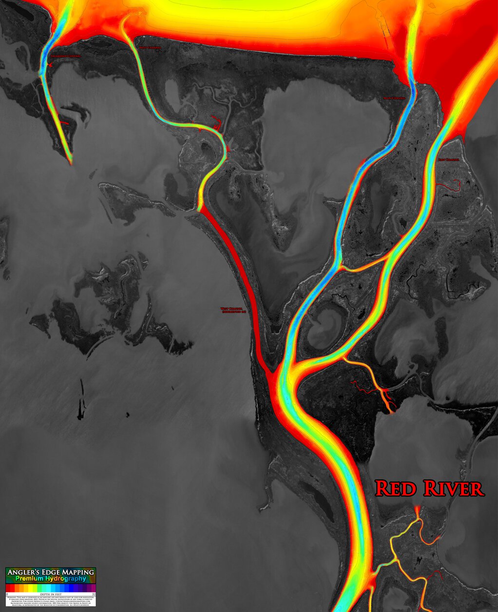 AEM Lower Red River: Outlet Channels Map by Angler's Edge Mapping ...