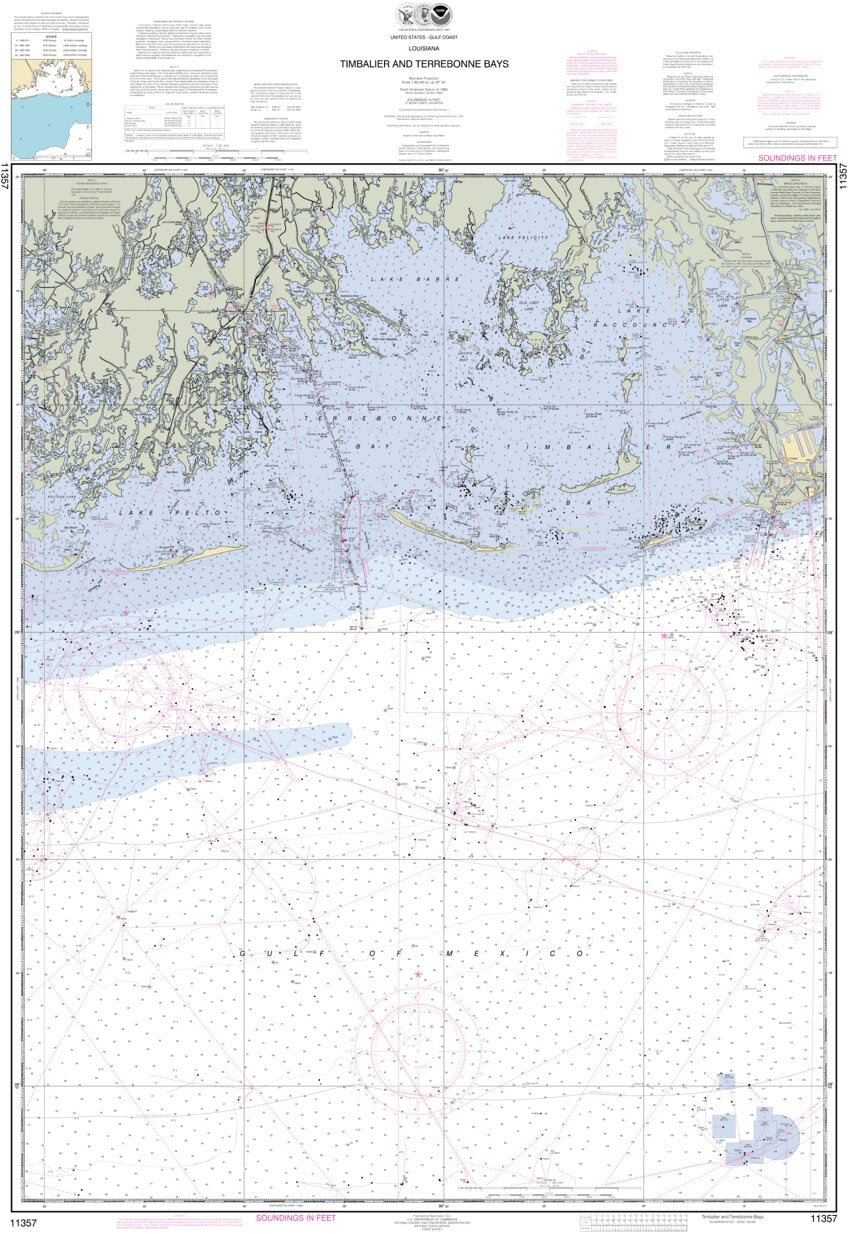 Timbalier And Terrebonne Bays Map by National Oceanographic ...