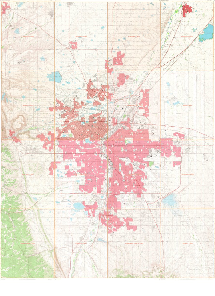 Denver (1965) - 16 quadrangle-compilation, Authoritative, USGS ...