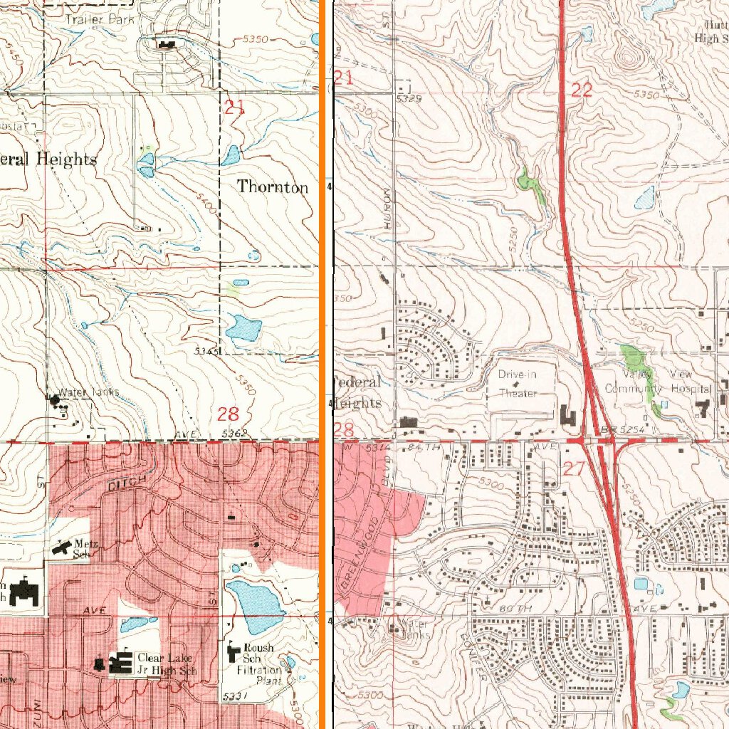 Denver (1965) - 16 quadrangle-compilation, Authoritative, USGS ...