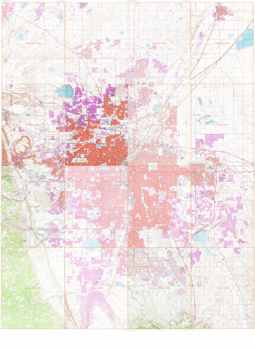 Denver (1979-1980) - 16 quadrangle-compilation, Authoritative, USGS ...