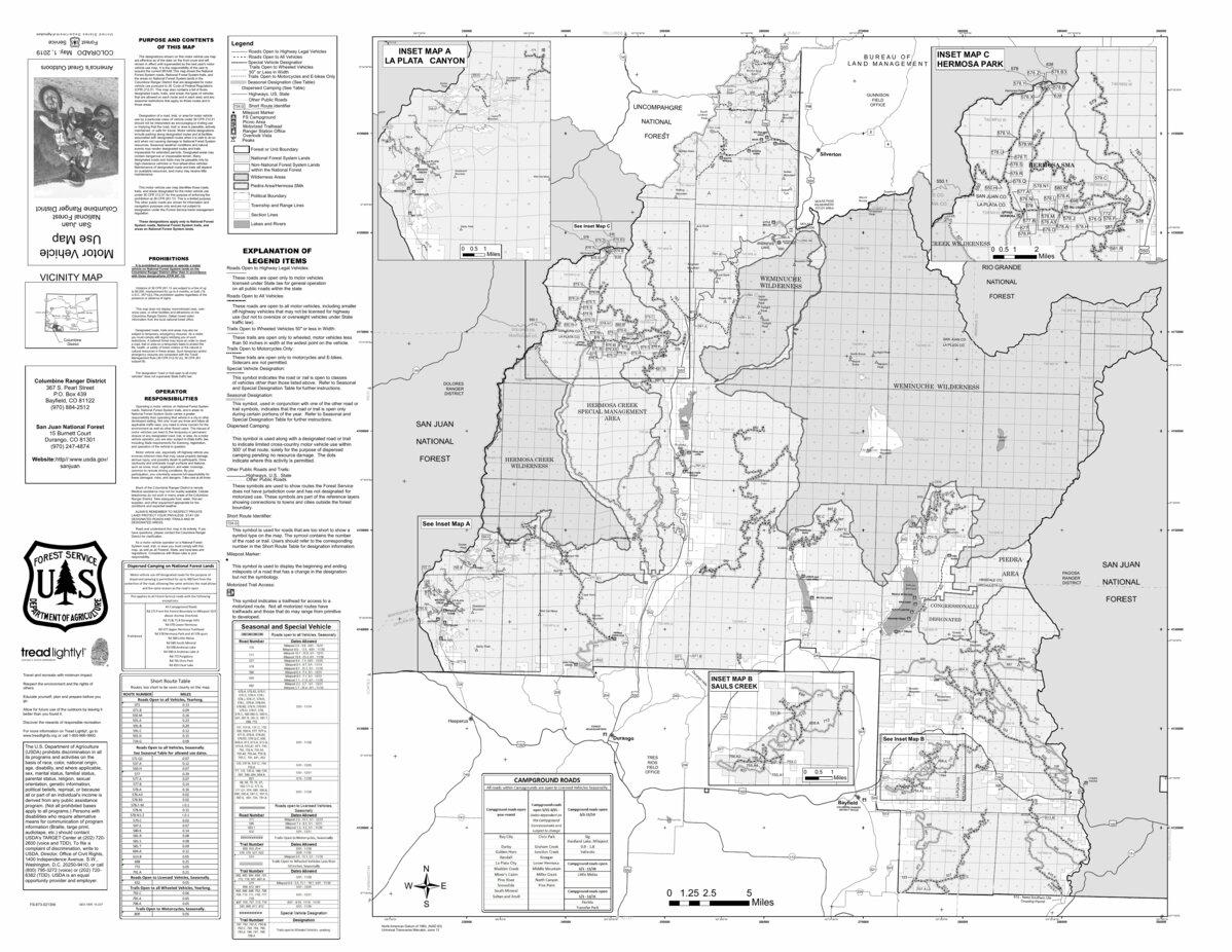 San Juan NF - MVUM - Map Bundle by US Forest Service R2 Rocky Mountain ...