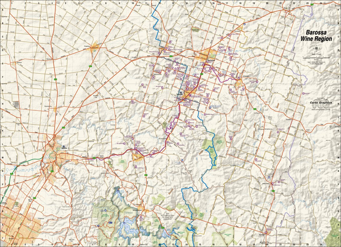 Barossa Wine Region Map by Carto Graphics | Avenza Maps