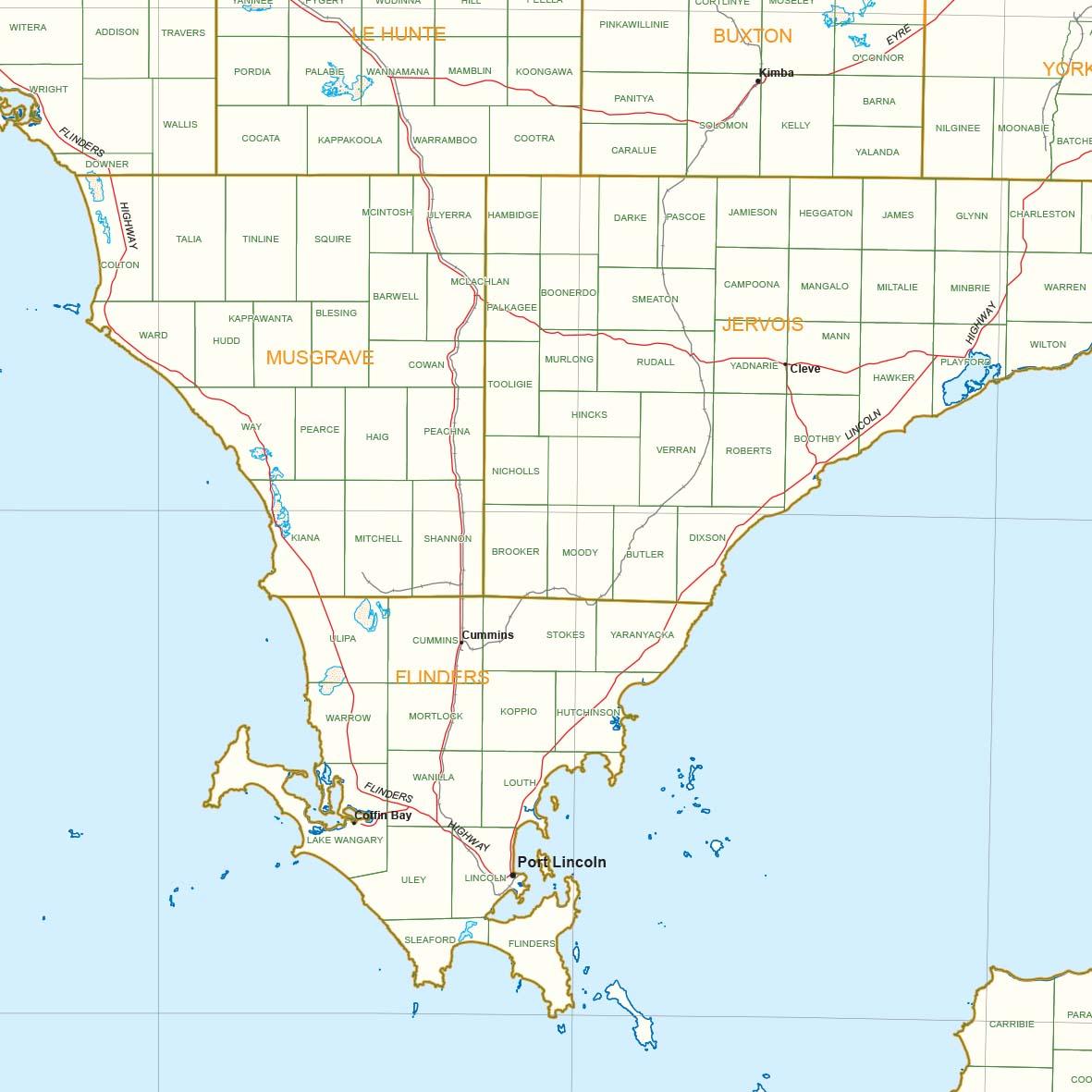 South Australia County & Hundred Boundaries Map by Mapland - Department ...