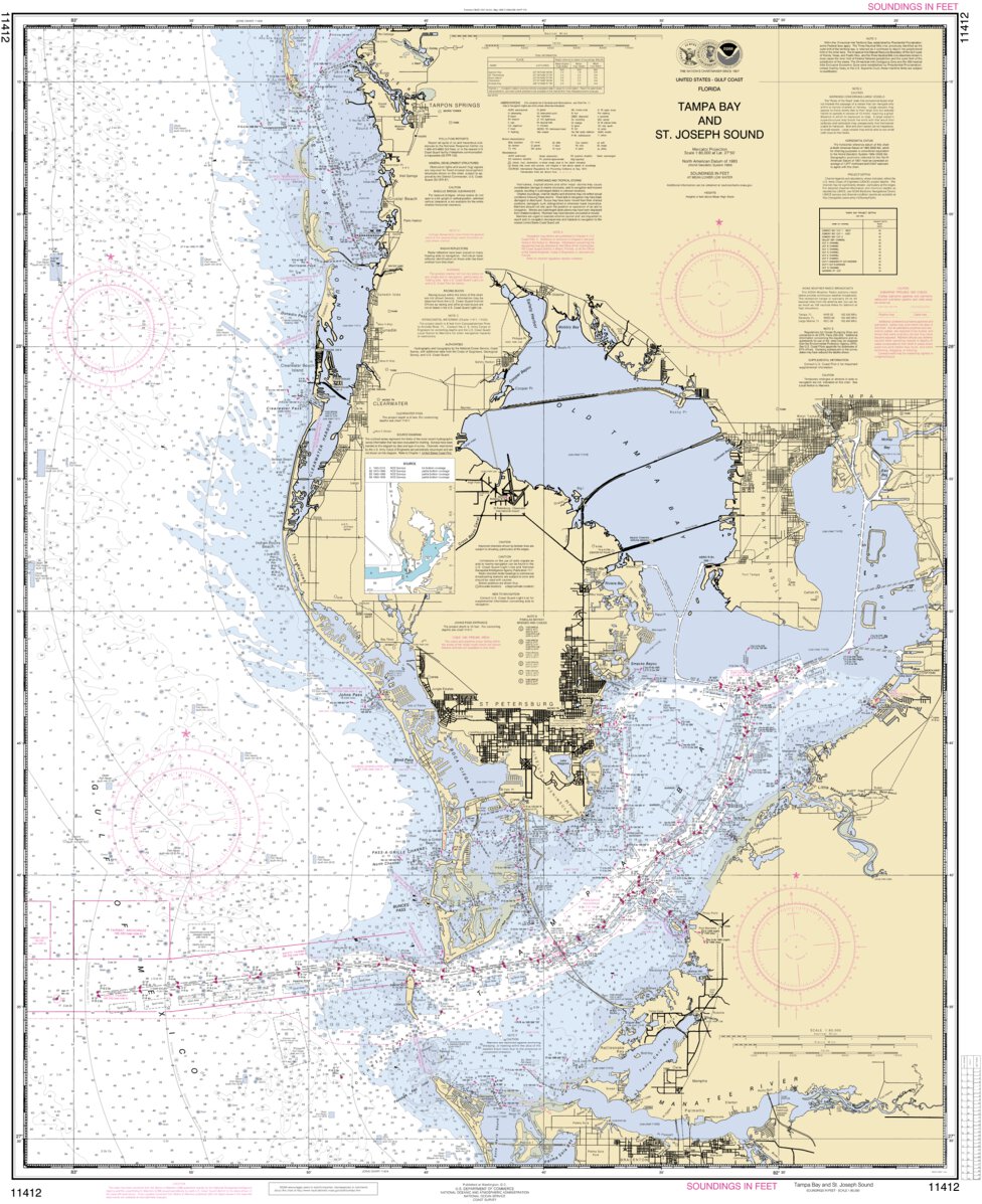 Tampa Bay And St Joseph Sound Map by National Oceanographic ...