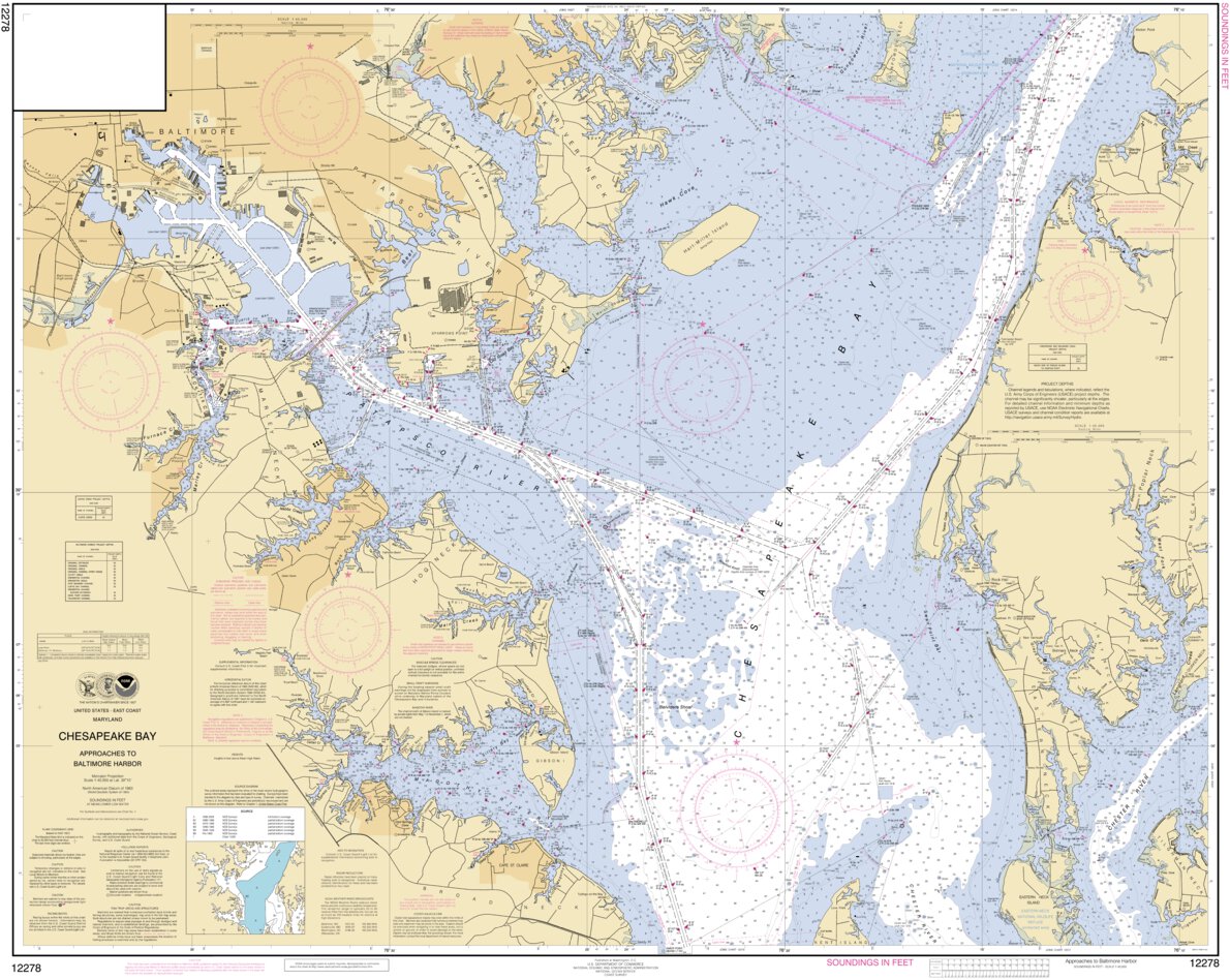 Chesapeake Bay Approaches To Baltimore Harbor Map by National ...