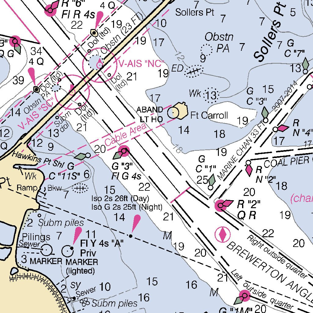 Chesapeake Bay Approaches To Baltimore Harbor Map by National ...