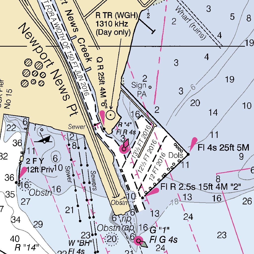 Hampton Roads Virginia Map by National Oceanographic & Atmospheric ...