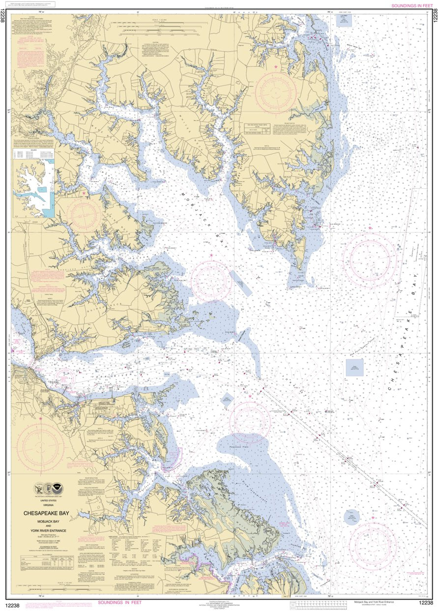 Chesapeake Bay Mobjack Bay And York River Entrance Map by National ...