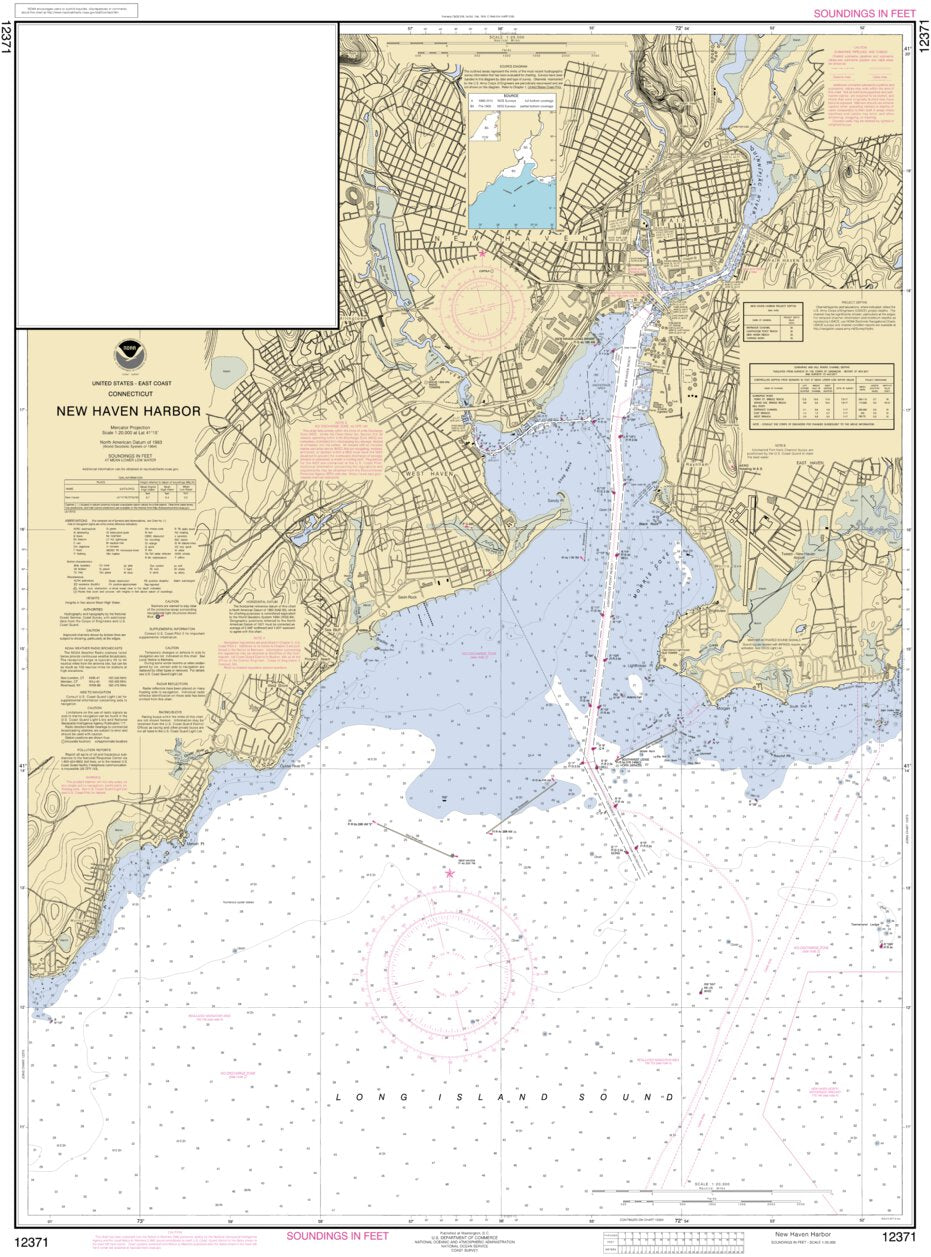 New Haven Harbor Map by National Oceanographic & Atmospheric ...