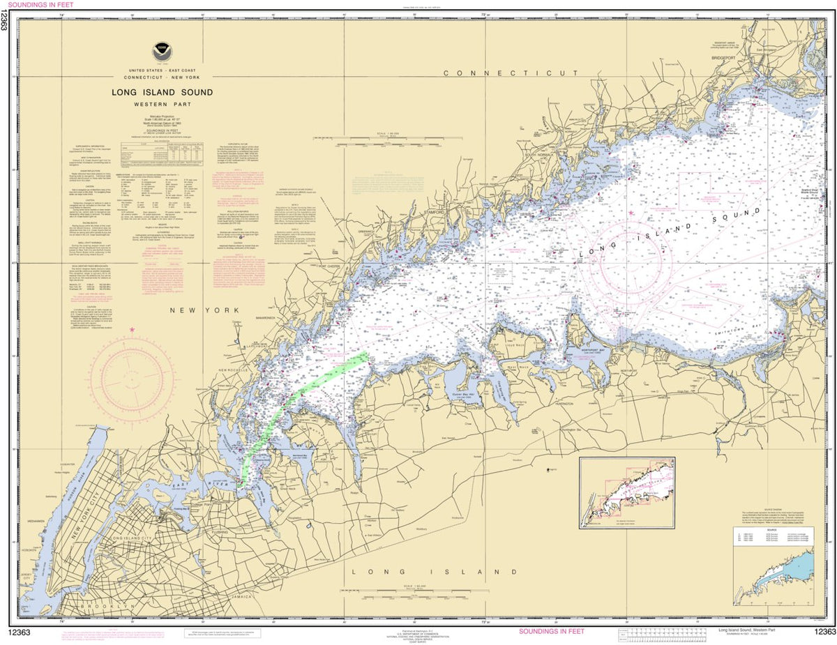 Long Island Sound Western Part Map by National Oceanographic ...