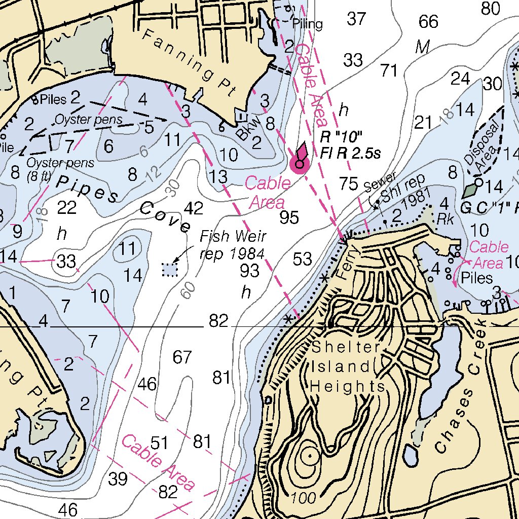 Ny Li Shelter Island Sound And Peconic Bays Map by National ...