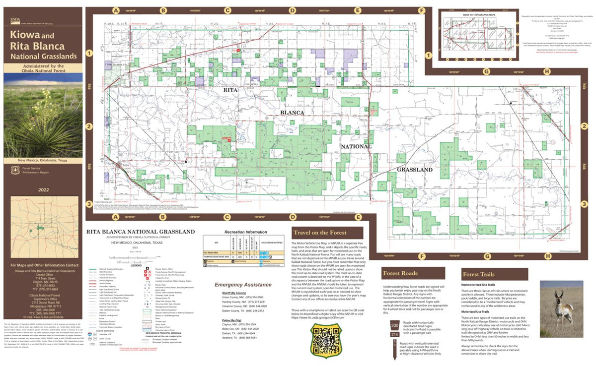 Cibola National Forest, Rita Blanca National Grasslands Map by US ...