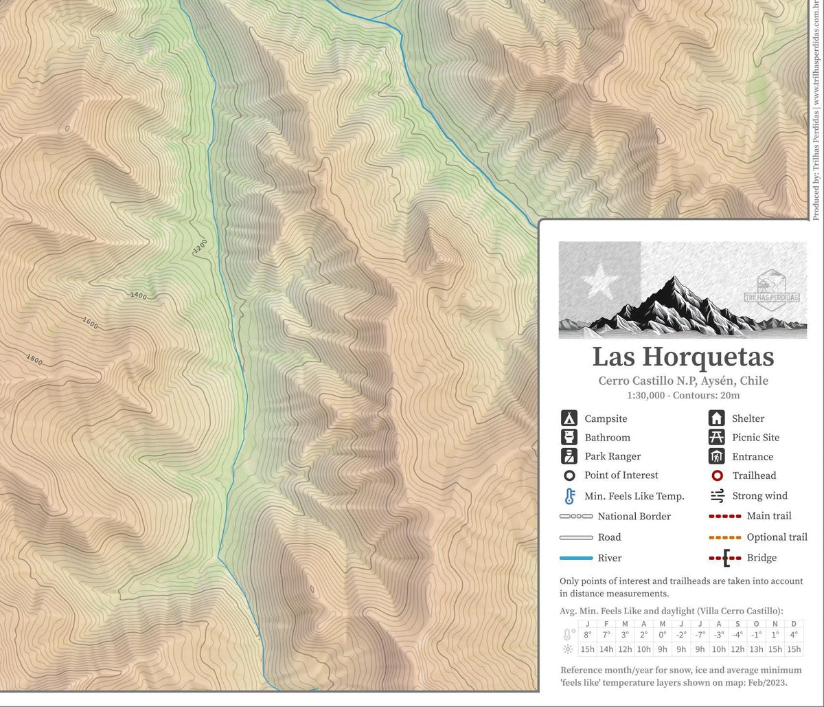 Las Horquetas Trail - Cerro Castillo - 1:30000 Map by Trilhas Perdidas ...