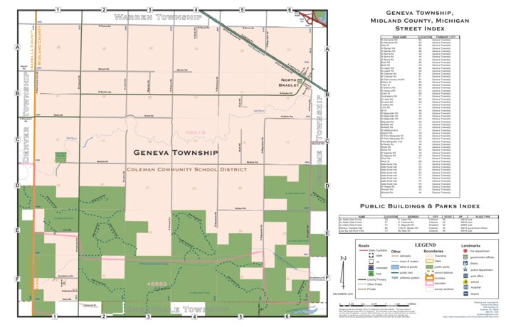 Geneva Township, Midland County, Michigan Map by Donald Dale Milne ...