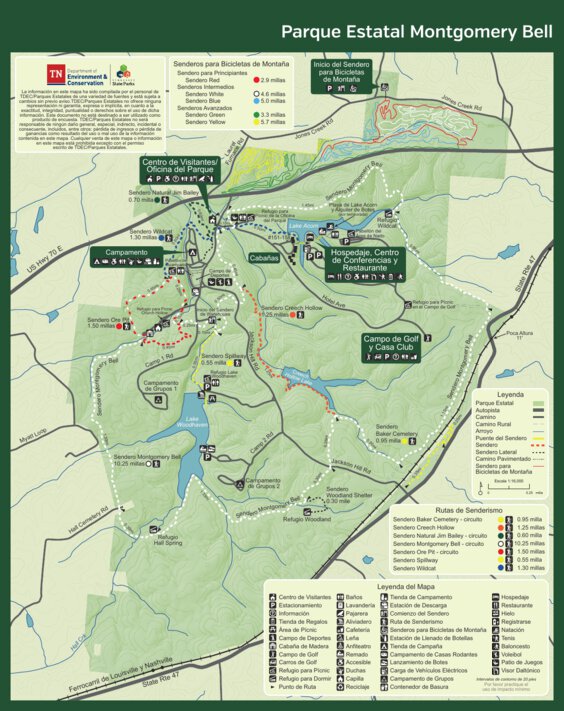 Montgomery Bell State Park - Español Map by Tennessee State Parks ...