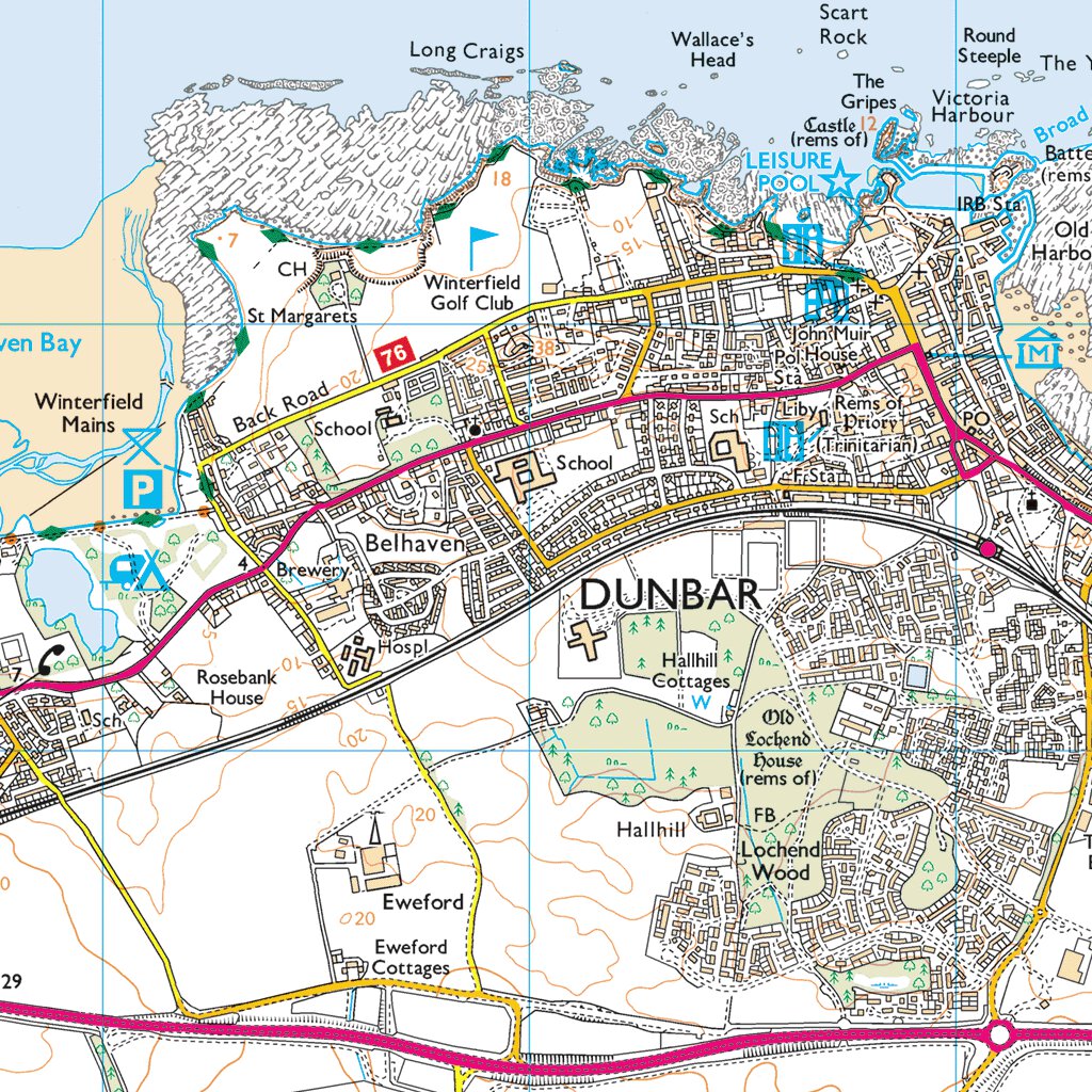 Dunbar and East Linton Ward 1 (1:25,000) Map by UK Topographic Maps ...