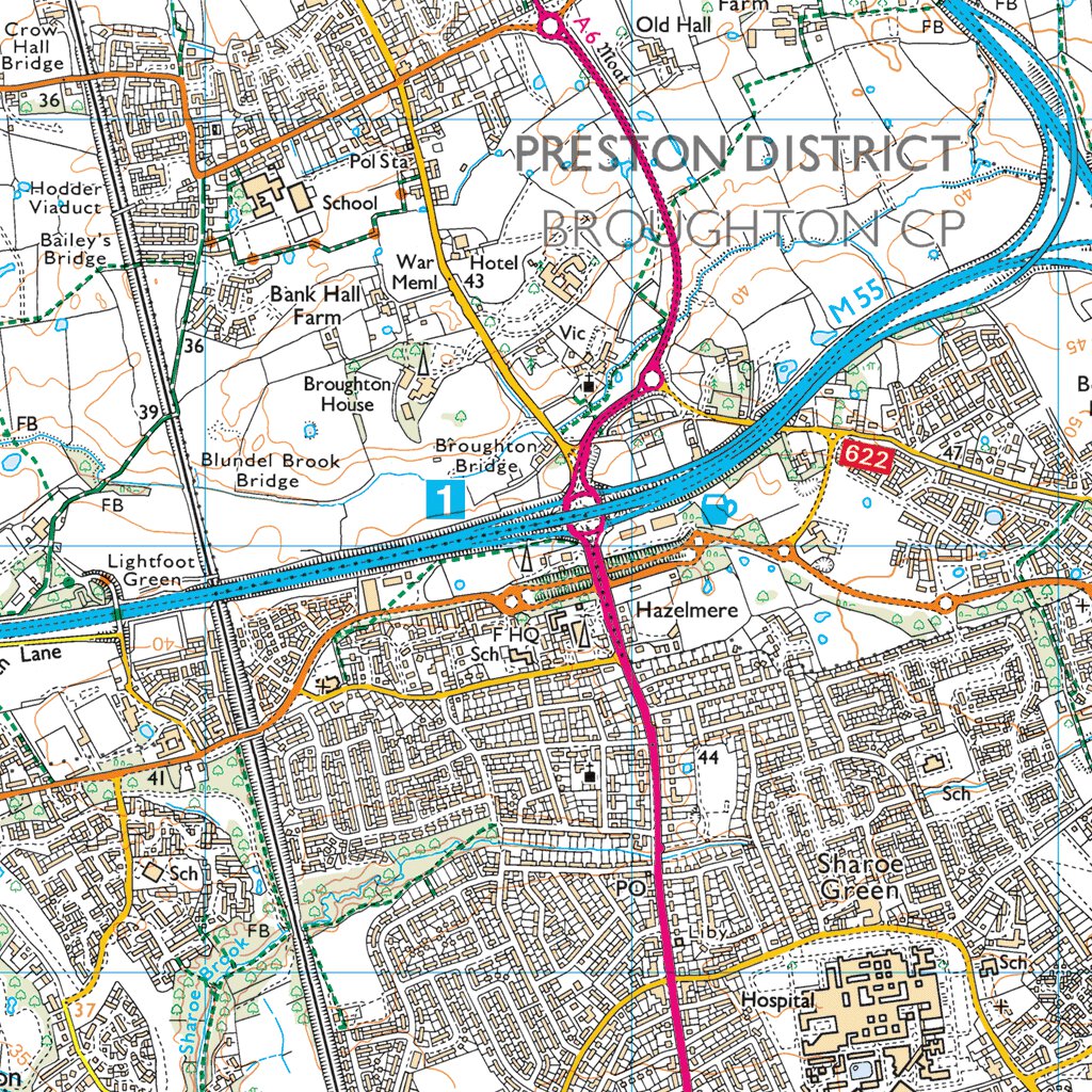 Preston Rural North Ward 1 (1:25,000) Map by UK Topographic Maps ...