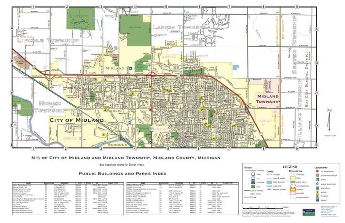Midland County, Michigan - Complete Township Maps Map by Donald Dale ...