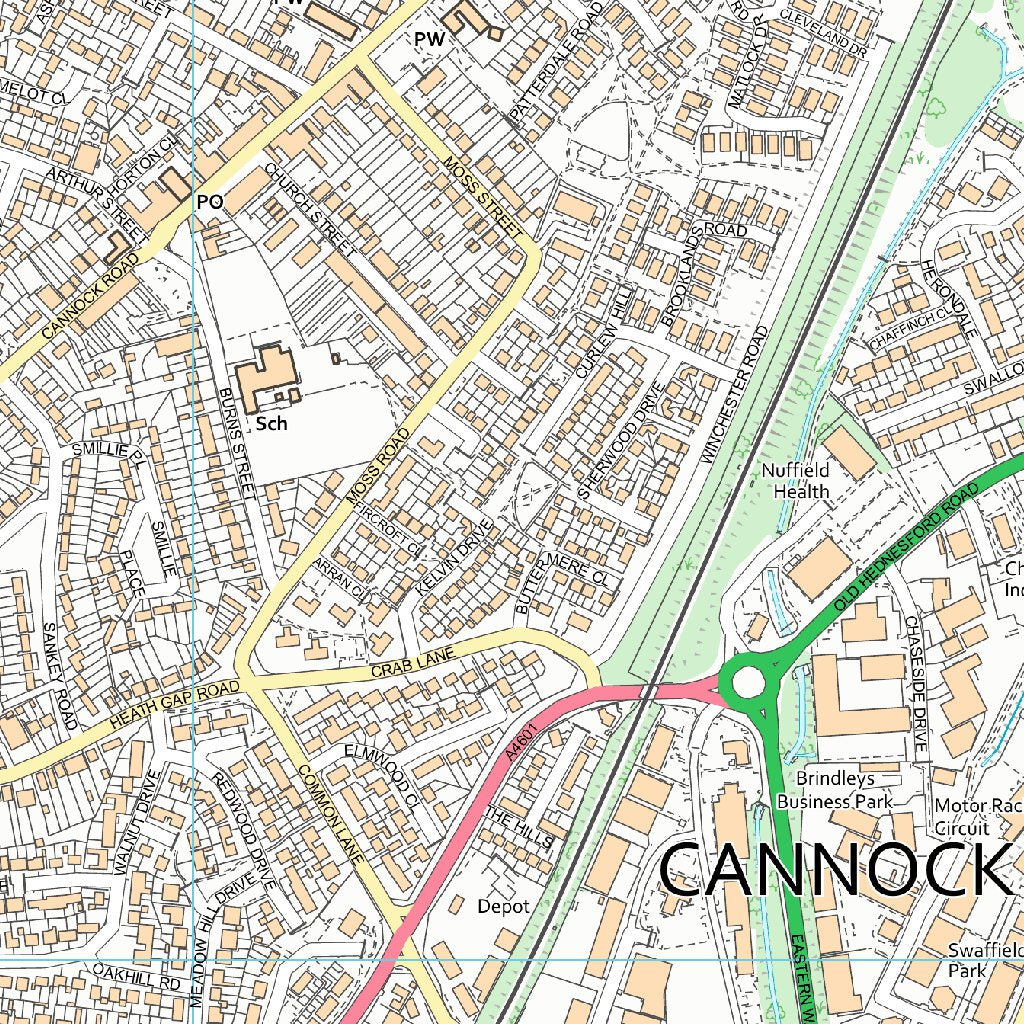 Norton Canes Ward 1 (1:10,000) Map by UK Topographic Maps | Avenza Maps