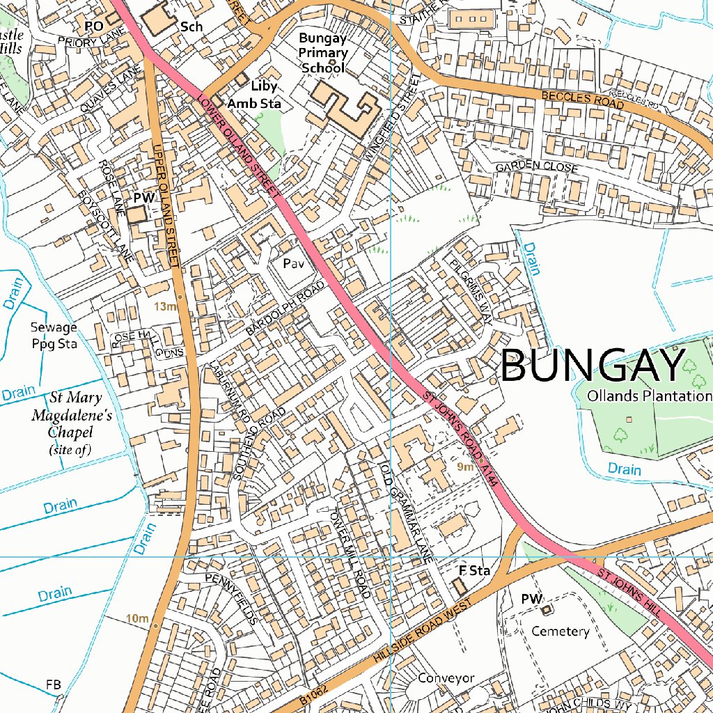 Ditchingham & Earsham Ward 1 (1:10,000) Map by UK Topographic Maps ...