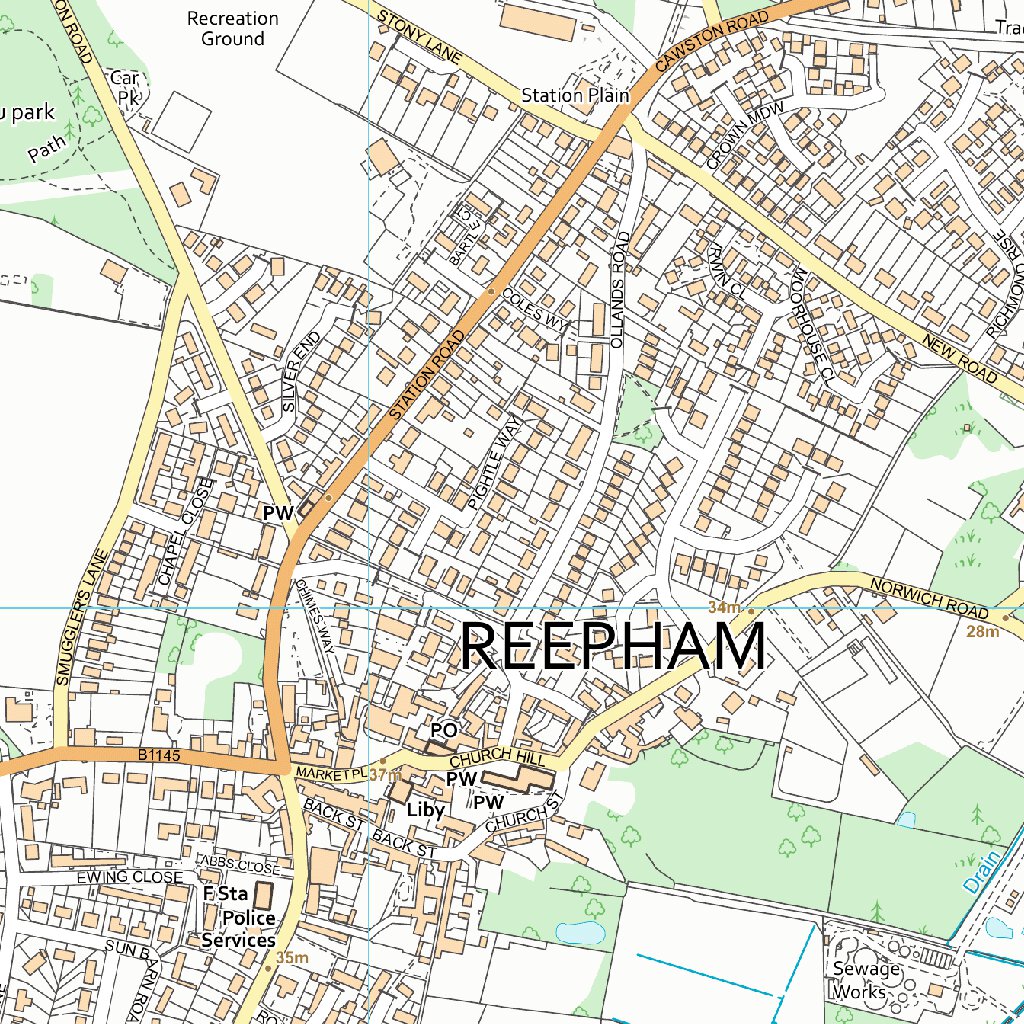 Great Witchingham Ward 1 (1:10,000) Map by UK Topographic Maps | Avenza ...