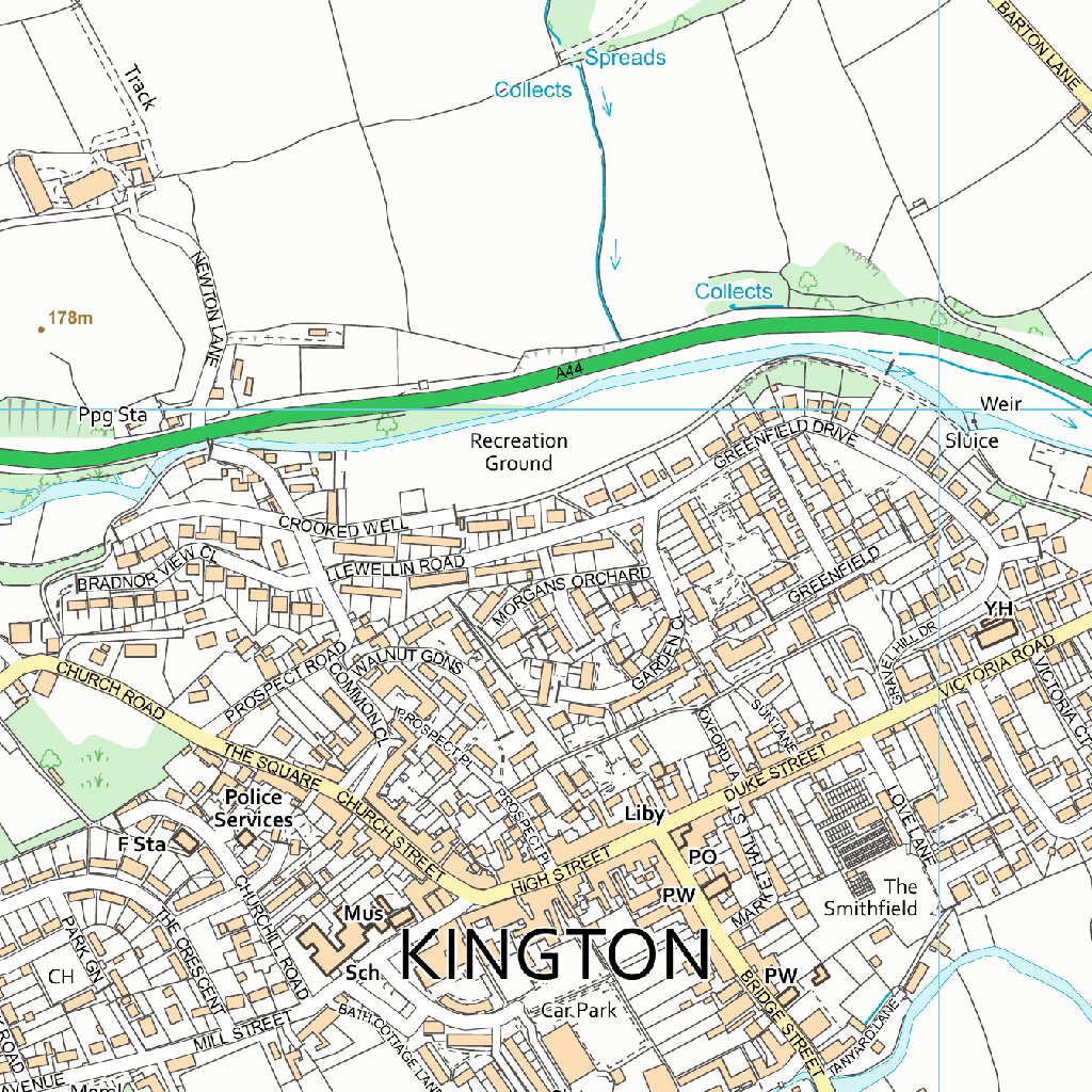Kington Ward 1 (1:10,000) Map by UK Topographic Maps | Avenza Maps