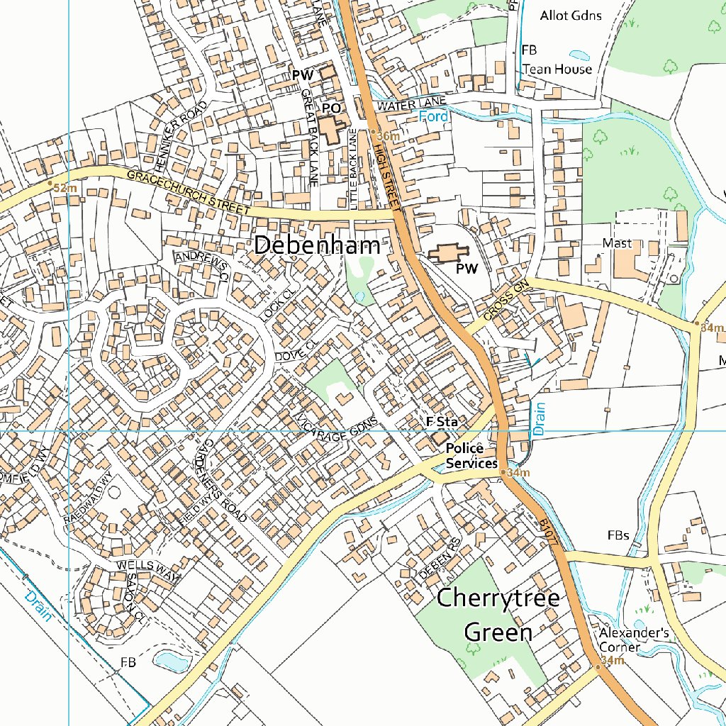 Debenham Ward 1 (1:10,000) Map by UK Topographic Maps | Avenza Maps