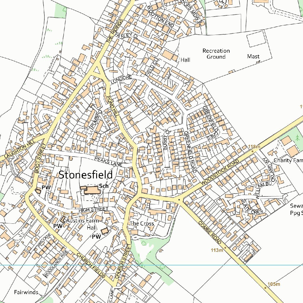 Stonesfield and Tackley Ward 1 (1:10,000) Map by UK Topographic Maps ...